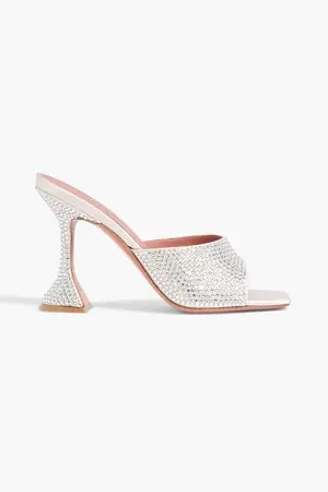 Amina Muaddi Lupita Crystal-embellished Satin Mules - Silver