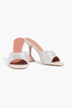 Amina Muaddi Lupita Crystal-embellished Satin Mules - Silver