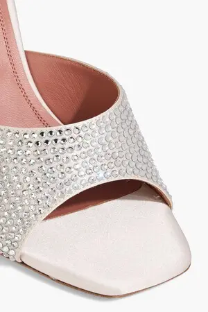 Amina Muaddi Lupita Crystal-embellished Satin Mules - Silver