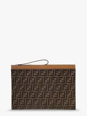 Fendi Ff Jacquard Fabric Flat Pouch Large - Brown