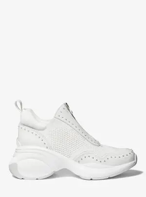 Michael Kors Zuma Studded Mixed-media Trainer