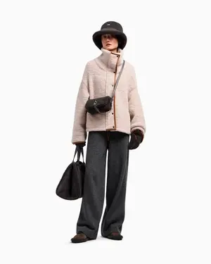 Giorgio Armani Neve Blouson In Curly Wool And Leather