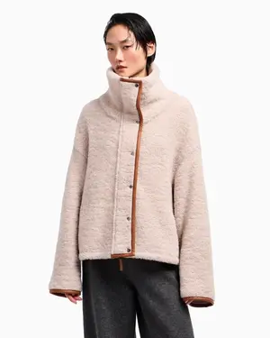 Giorgio Armani Neve Blouson In Curly Wool And Leather