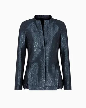 Giorgio Armani Single-breasted Jacquard Jacket With Sequin Embroidery