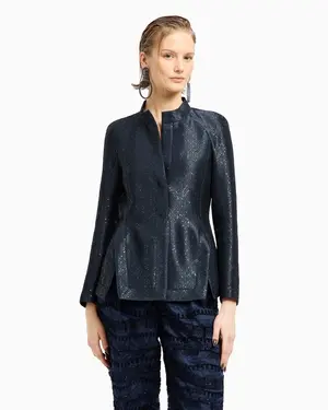 Giorgio Armani Single-breasted Jacquard Jacket With Sequin Embroidery