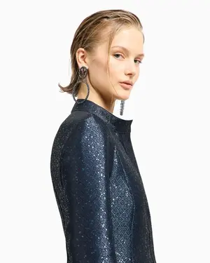 Giorgio Armani Single-breasted Jacquard Jacket With Sequin Embroidery