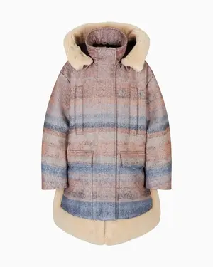 Giorgio Armani Neve Oversized Hooded Sheepskin And Wool-blend Pea Coat