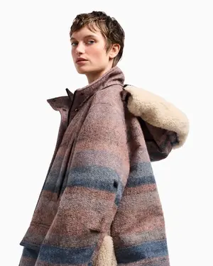 Giorgio Armani Neve Oversized Hooded Sheepskin And Wool-blend Pea Coat