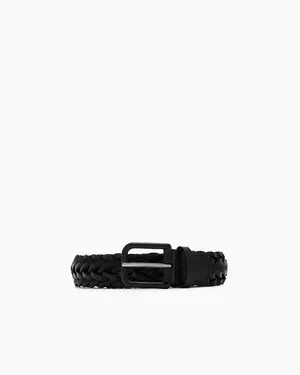 Giorgio Armani Braided Nappa Leather Belt Black