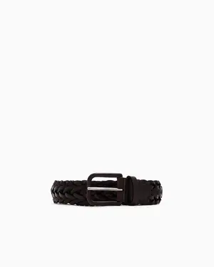 Giorgio Armani Braided Nappa Leather Belt Brown