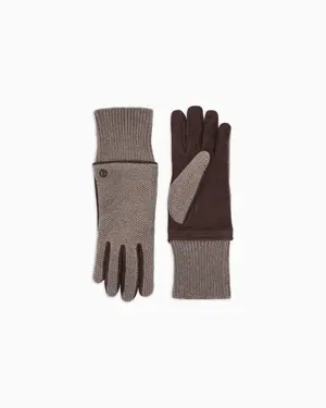 Giorgio Armani Cashmere And Suede Gloves Beige