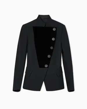 Giorgio Armani Stretch Wool And Velvet Jacket - Black