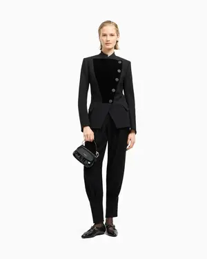 Giorgio Armani Stretch Wool And Velvet Jacket - Black