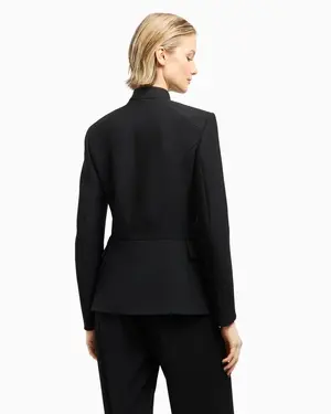 Giorgio Armani Stretch Wool And Velvet Jacket - Black