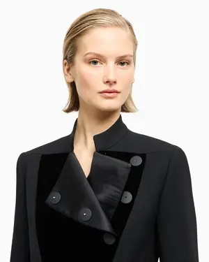 Giorgio Armani Stretch Wool And Velvet Jacket - Black