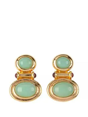 ELIZABETH TAYLOR 1990s Cabochon Earrings - Gold