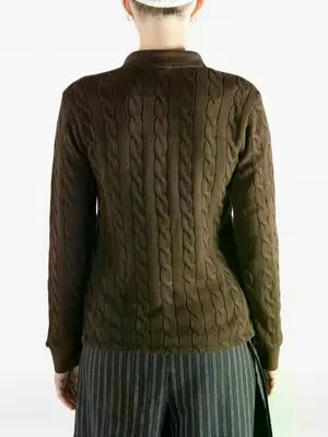 Polo Ralph Lauren Cable-knit Buttoned Polo Top - Brown