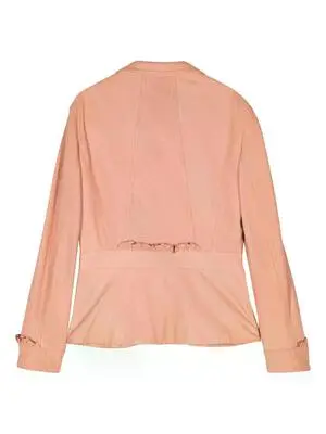 Miu Miu Ruffled-trim Leather Jacket
