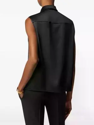 Versace Sleeveless Satin Lavallière Blouse With Medusa Hardware - Black