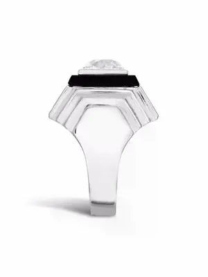 RENE BOIVIN Platinum Art Deco Diamond And Onyx Ring