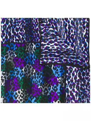Saint Laurent Animal Print Scarf - Blue