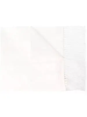 Saint Laurent 1990s Fringed Silk Scarf - White