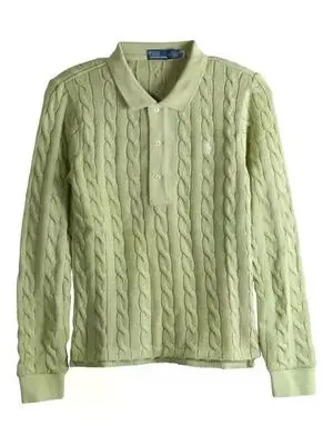 Polo Ralph Lauren Cable-knit Buttoned Polo Top - Green