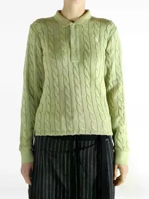 Polo Ralph Lauren Cable-knit Buttoned Polo Top - Green