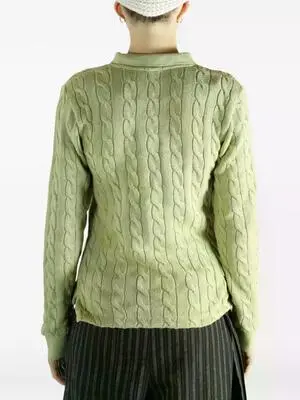 Polo Ralph Lauren Cable-knit Buttoned Polo Top - Green