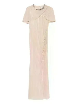 SELF-PORTRAIT Embellished Draped Maxi Dress
