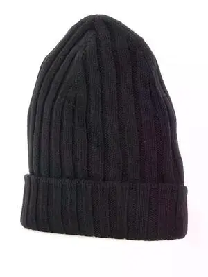 GRAN SASSO Ribbed Beanie Hat - Black