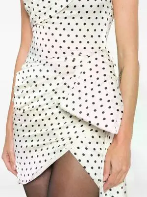 SELF-PORTRAIT Polka Dot Draped One-shoulder Mini Dress
