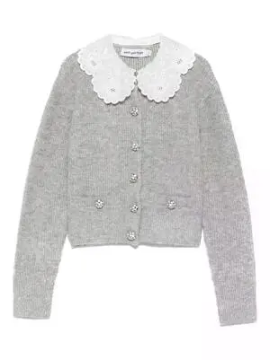 SELF-PORTRAIT Scalloped Collar Embellished Cardigan