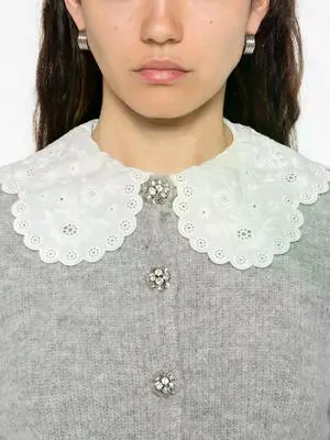 SELF-PORTRAIT Scalloped Collar Embellished Cardigan