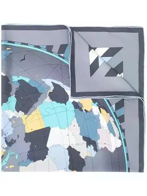 Cartier World Map Print Scarf - Grey