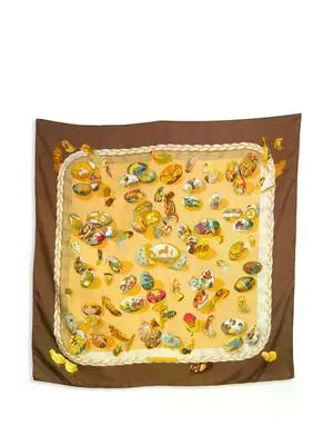 Hermès 1994 Couvée D' Caty Latham Scarf - Brown