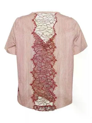 Sandro Striped Lace-detail Top