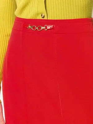 Celine Red Wool Double-hook Detail Straight Skirt