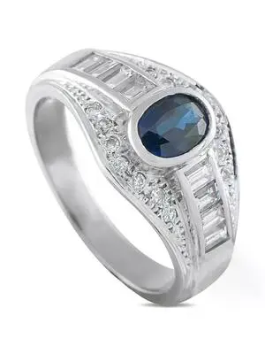 LB EXCLUSIVE Platinum, Diamond, And Sapphire Cocktail Ring - Silver