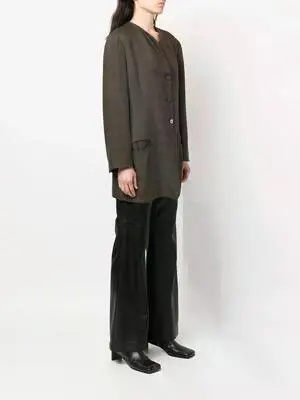 Giorgio Armani 1990s Plaid Collarless Jacket