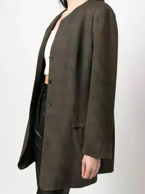 Giorgio Armani 1990s Plaid Collarless Jacket