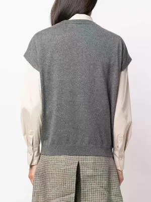 Brunello Cucinelli Cap-sleeve V-neck Cashmere Vest