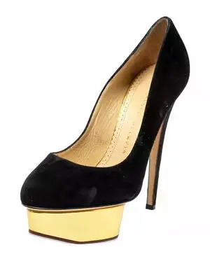 CHARLOTTE OLYMPIA Suede Platform Stiletto Pumps - Black