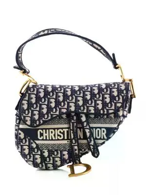 Dior Saddle Handbag With Logo Embroidery - Blue