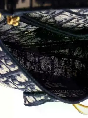 Dior Saddle Handbag With Logo Embroidery - Blue