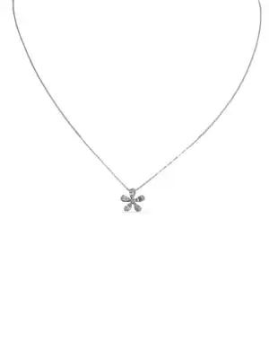 LB EXCLUSIVE 14k White Gold Flower Diamond Necklace - Silver