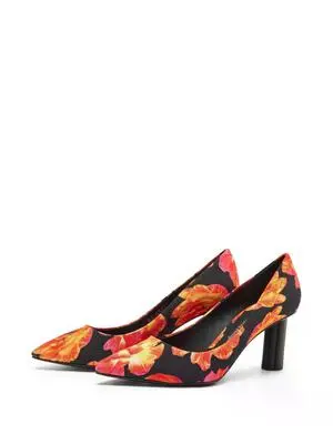 FERRAGAMO Floral-print Block Heel Pumps