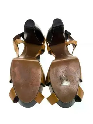 Marni Calf Leather Platform Block High Heel Slingback Sandals
