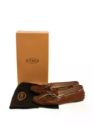 TOD'S Bow Leather Loafers - Brown