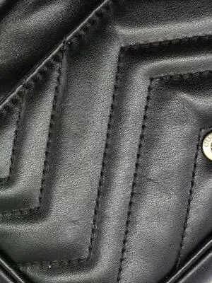 Gucci Gg Marmont Flap Bag Matelassé Leather Super Mini Crossbody - Black